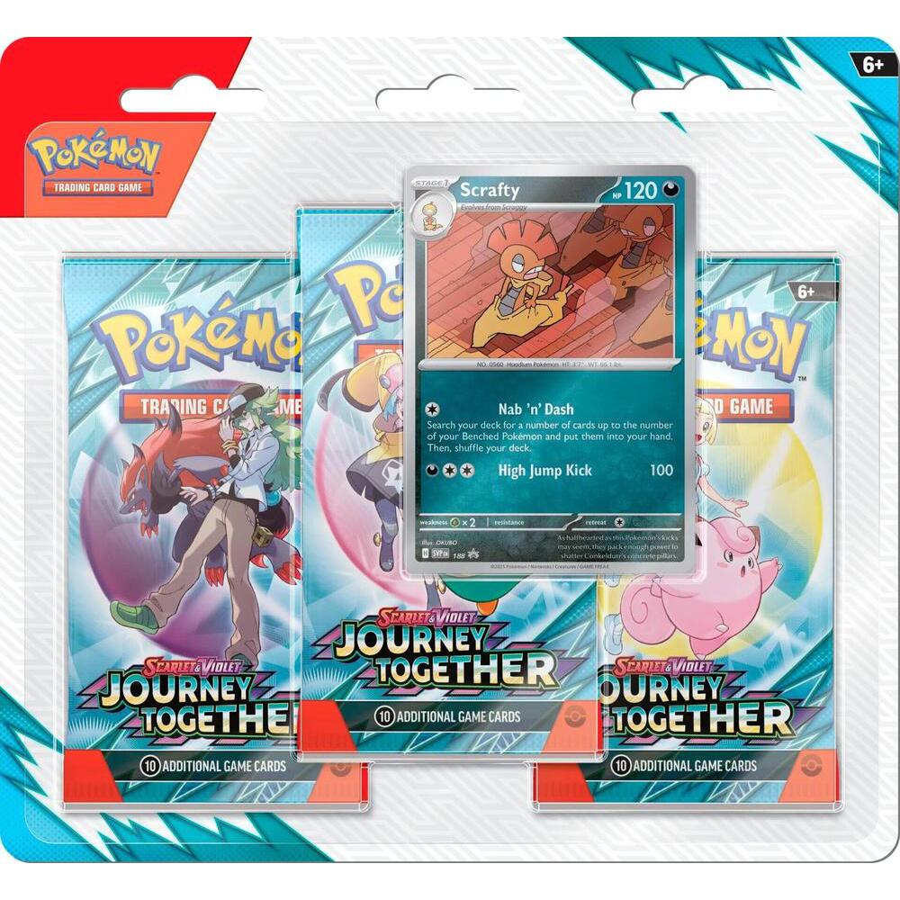 Pokemon Journey Together 3 Pack Blister [Scrafty] - SV: Journey Togeth ...